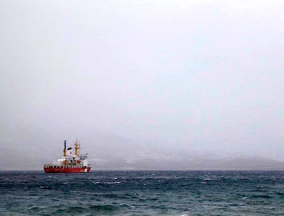 Photo: CCGS Henry Larsen weathers it out in Arctic Bay | Nunatsiaq News