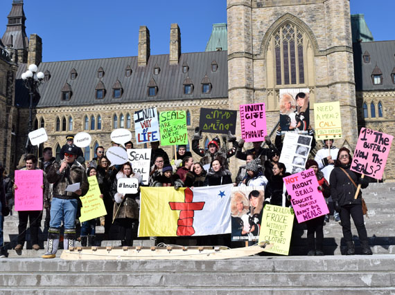 Photo: Young Inuit activists defend sealing on Parliament Hill ...